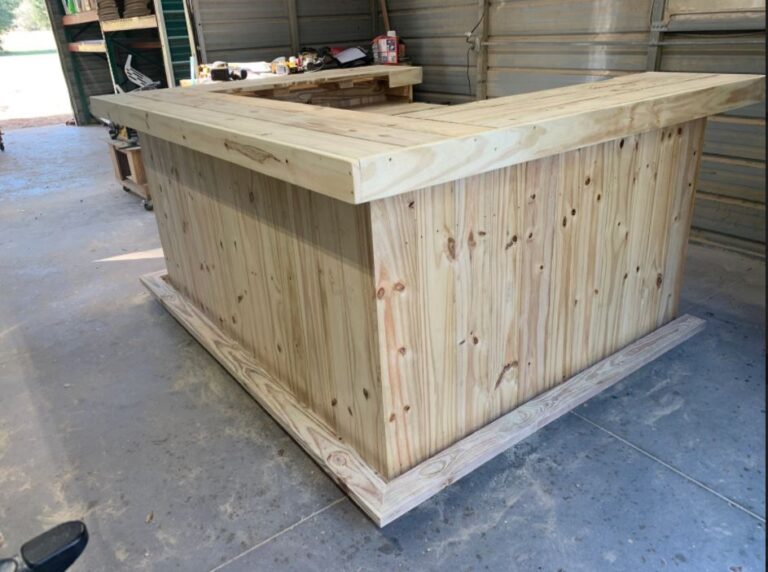 Kitchen Wood U Shaped 2-Level – Rustic style real pressure treated wood ...