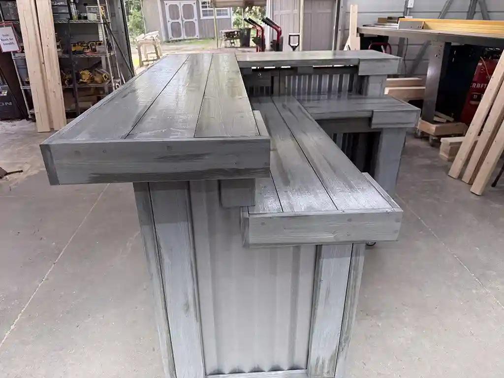 Metal Kitchen L Shape Covered Patio Home Bar - foo-BARS