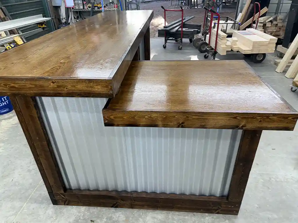 Metal Roy L Shape Sales Counter with ADA drop - foo-BARS